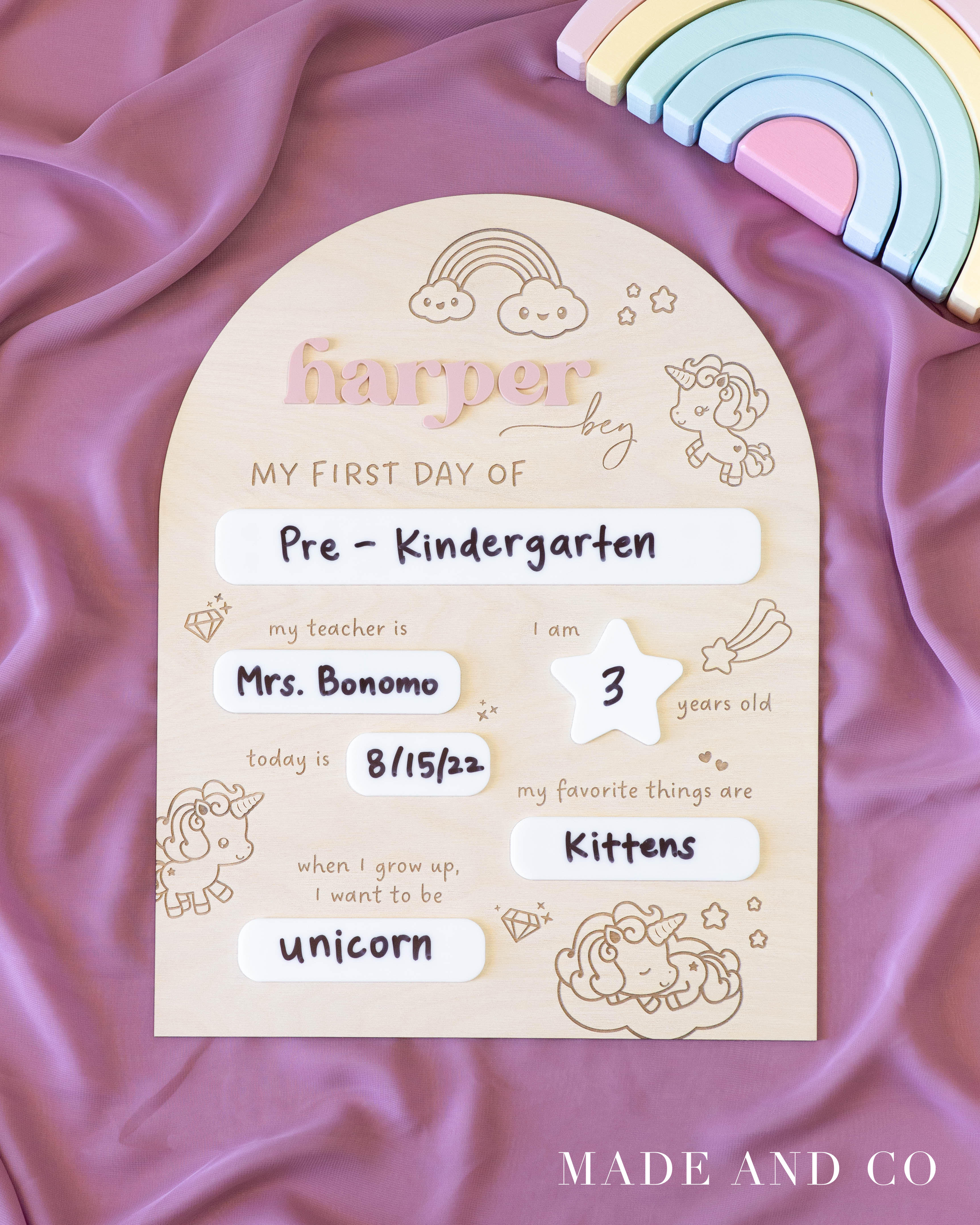 Craft Sign 1 | My First Day (Unicorn Theme) – Made and Co Designs