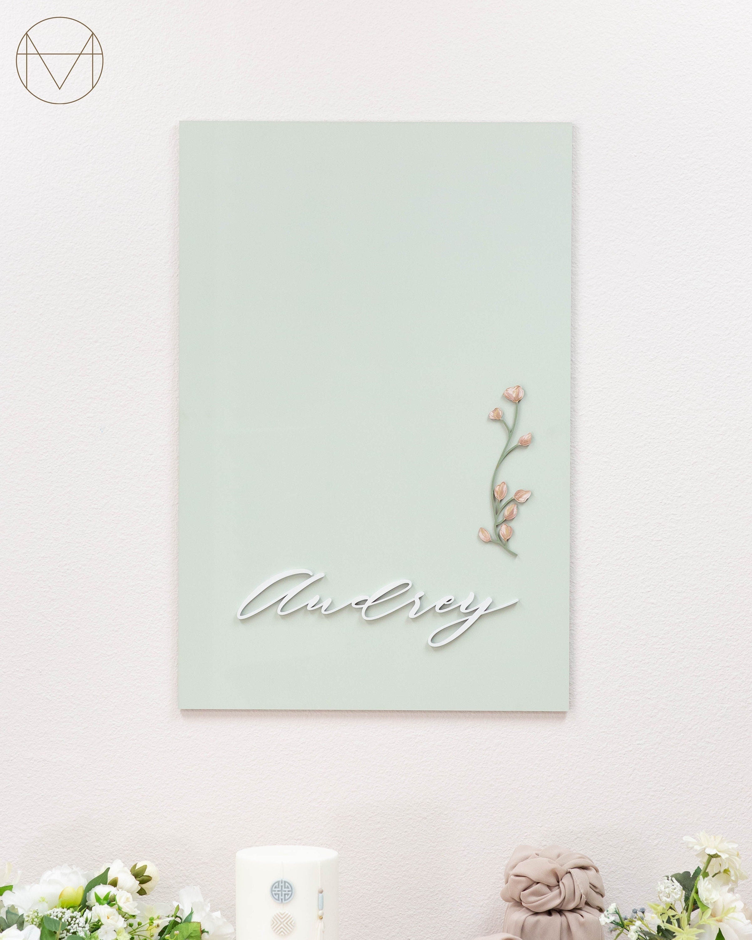 Banner 80 | Floral Accent | Cursive Custom Name – Made and Co Designs
