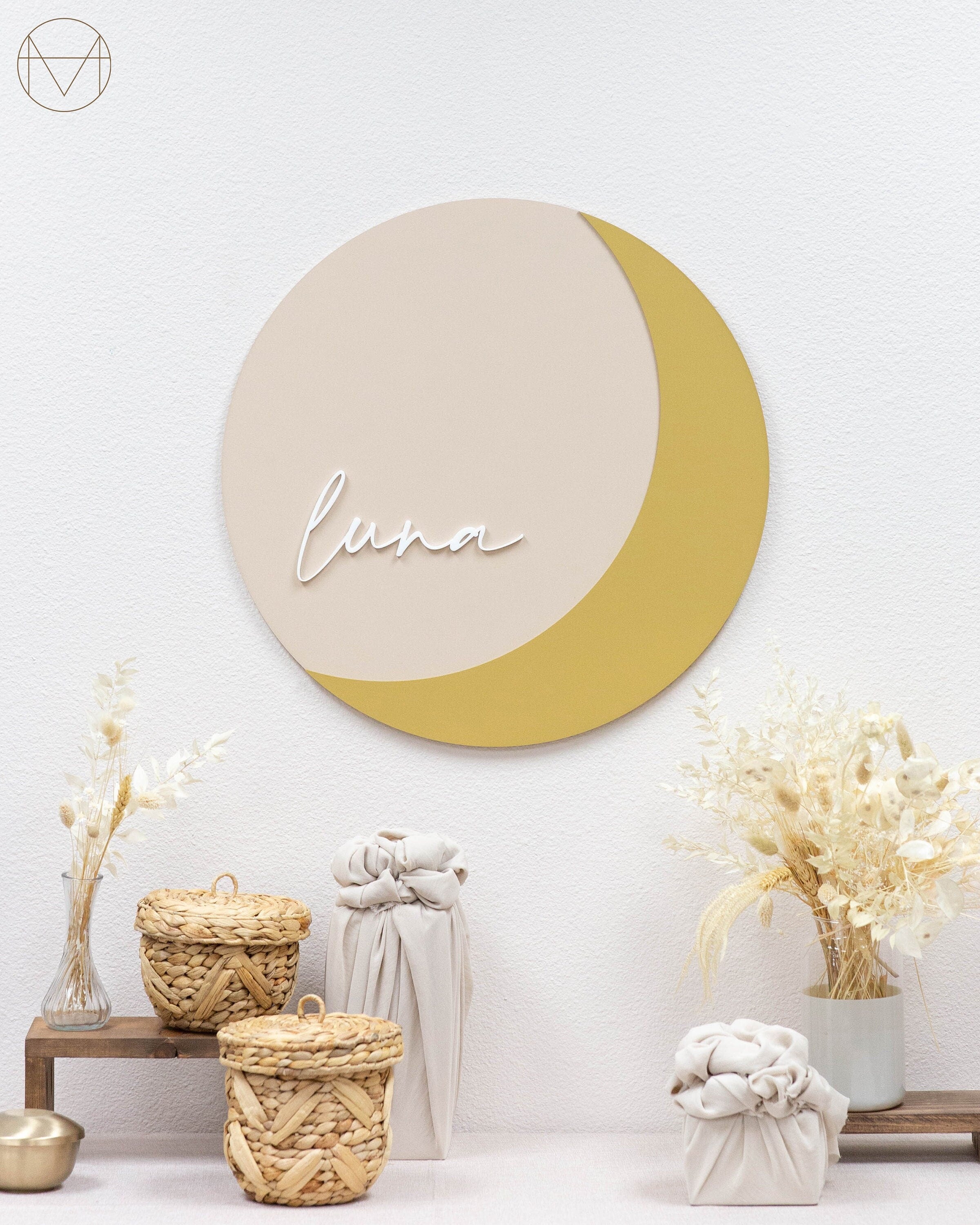 Painted Name Sign 2 | Crescent Moon | Custom Name – Made and Co Designs